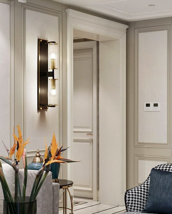 Tereza - Copper & Glass Column Wall Sconce – Hadley
